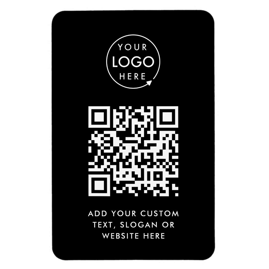 QR Code | Black Business Logo Professional Modern Magnet | Zazzle