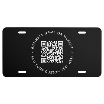QR Code | Black Business Modern Budget Round License Plate | Zazzle