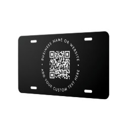 QR Code | Black Business Modern Budget Round License Plate | Zazzle