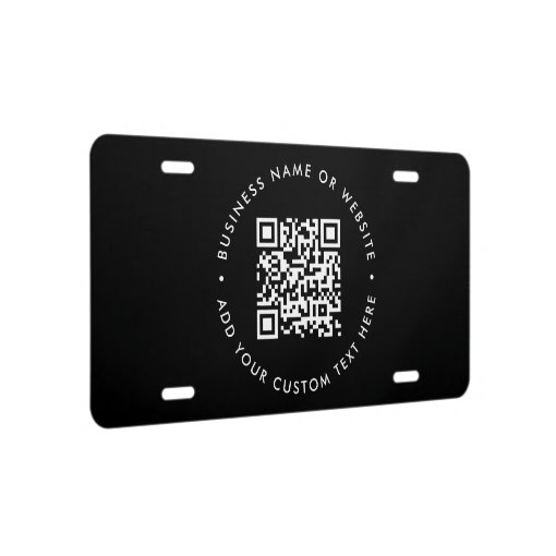 QR Code | Black Business Modern Budget Round License Plate | Zazzle