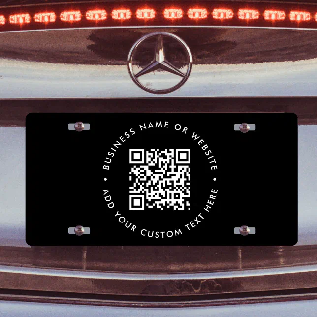 QR Code | Black Business Modern Budget Round License Plate | Zazzle