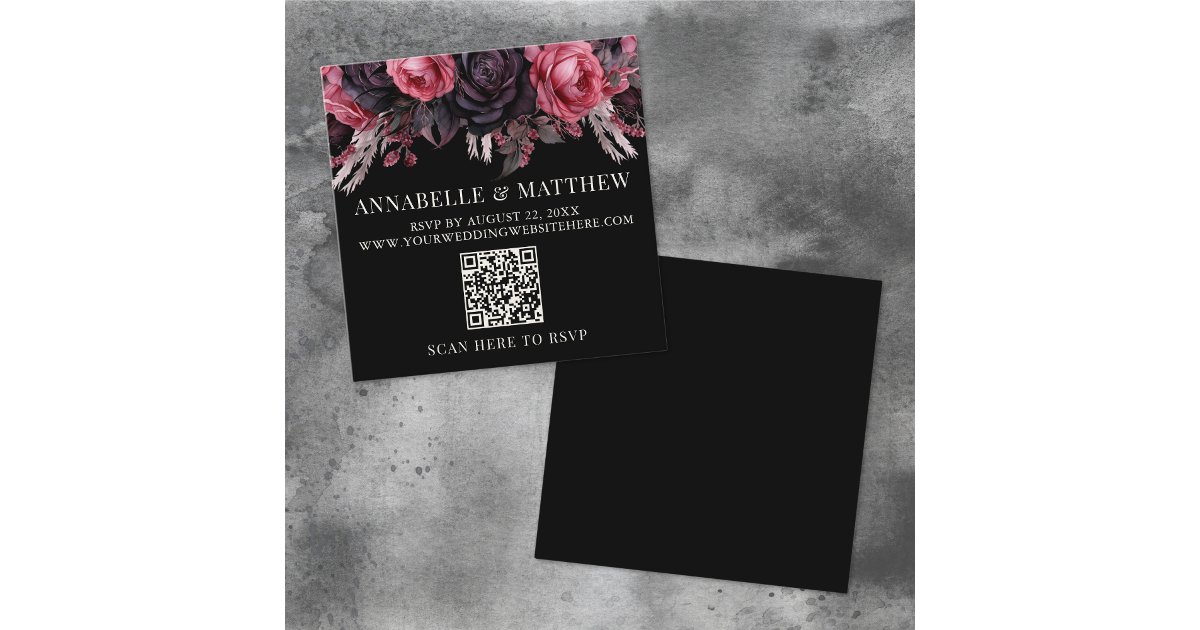 QR Code Black Gothic Wedding RSVP Enclosure Card | Zazzle