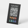 QR Code Black Menu Logo Contactless Modern Cafe Pedestal Sign | Zazzle