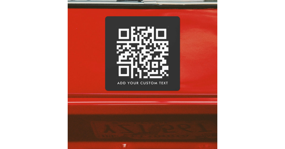 QR Code | Black Minimalist Modern Your Text Car Magnet | Zazzle