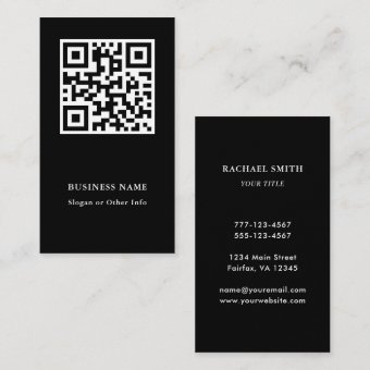 QR Code Black Modern Business Card | Zazzle