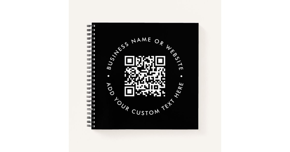 QR Code | Black Modern Minimal Stylish Business Notebook | Zazzle