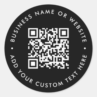 QR Code | Black Modern Minimalist Business Classic Round Sticker | Zazzle