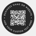 QR Code | Black Modern Minimalist Business Classic Round Sticker | Zazzle