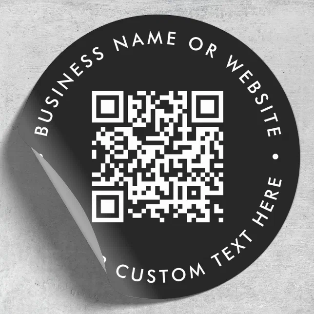QR Code | Black Modern Minimalist Business Classic Round Sticker | Zazzle