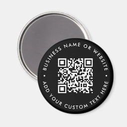 QR Code | Black Modern Minimalist Round Magnet | Zazzle