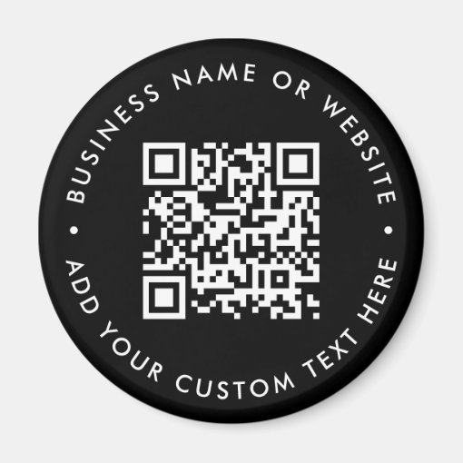 QR Code | Black Modern Minimalist Round Magnet | Zazzle