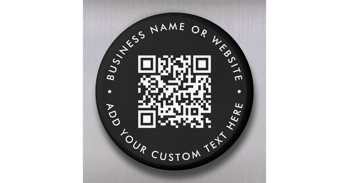 QR Code | Black Modern Minimalist Round Magnet | Zazzle