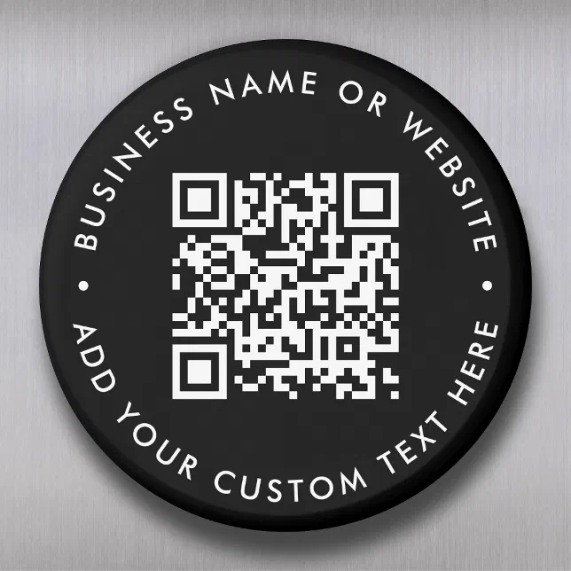 QR Code | Black Modern Minimalist Round Magnet | Zazzle