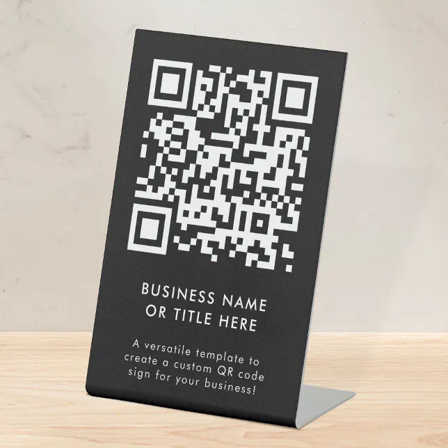 QR Code | Black Modern Minimalist Simple Business Pedestal Sign | Zazzle