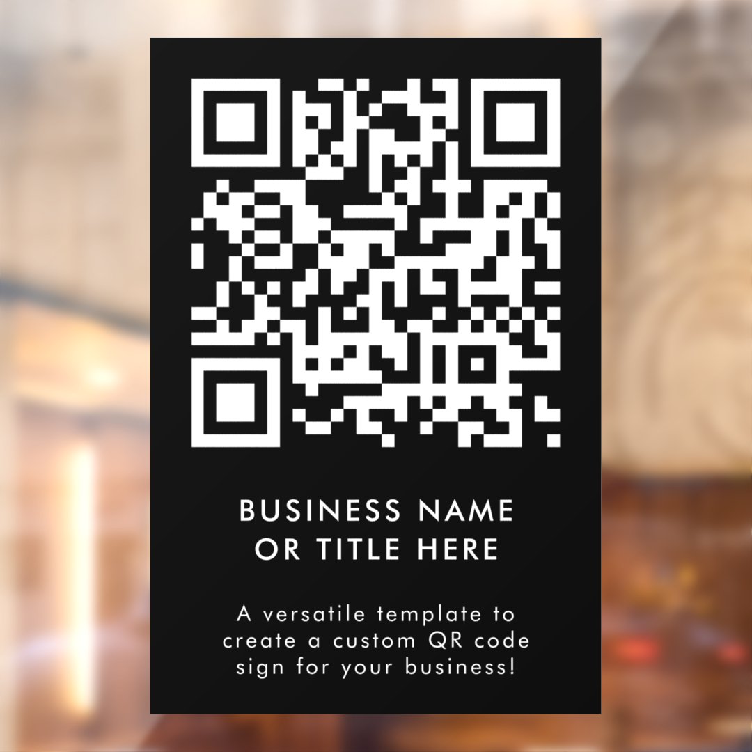 QR Code | Black Modern Minimalist Simple Business Window Cling | Zazzle