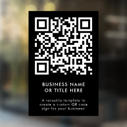 QR Code | Black Modern Minimalist Simple Business Window Cling | Zazzle