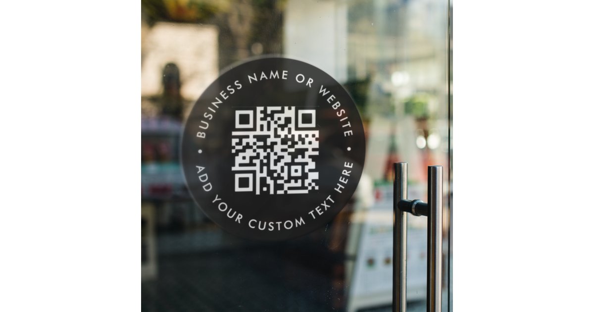 QR Code | Black Modern Stylish Business Store Window Cling | Zazzle