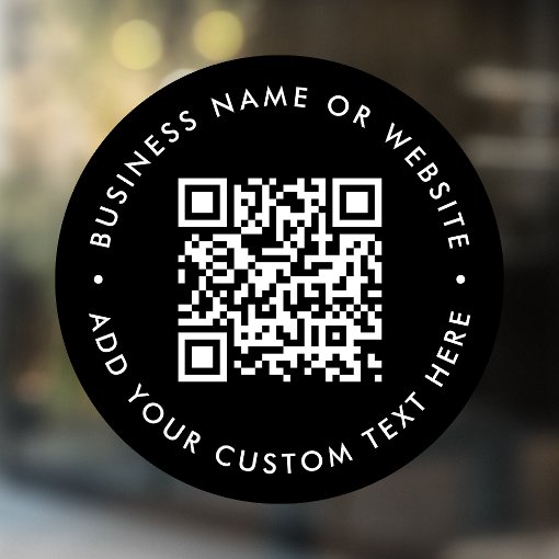 QR Code | Black Modern Stylish Business Store Window Cling | Zazzle