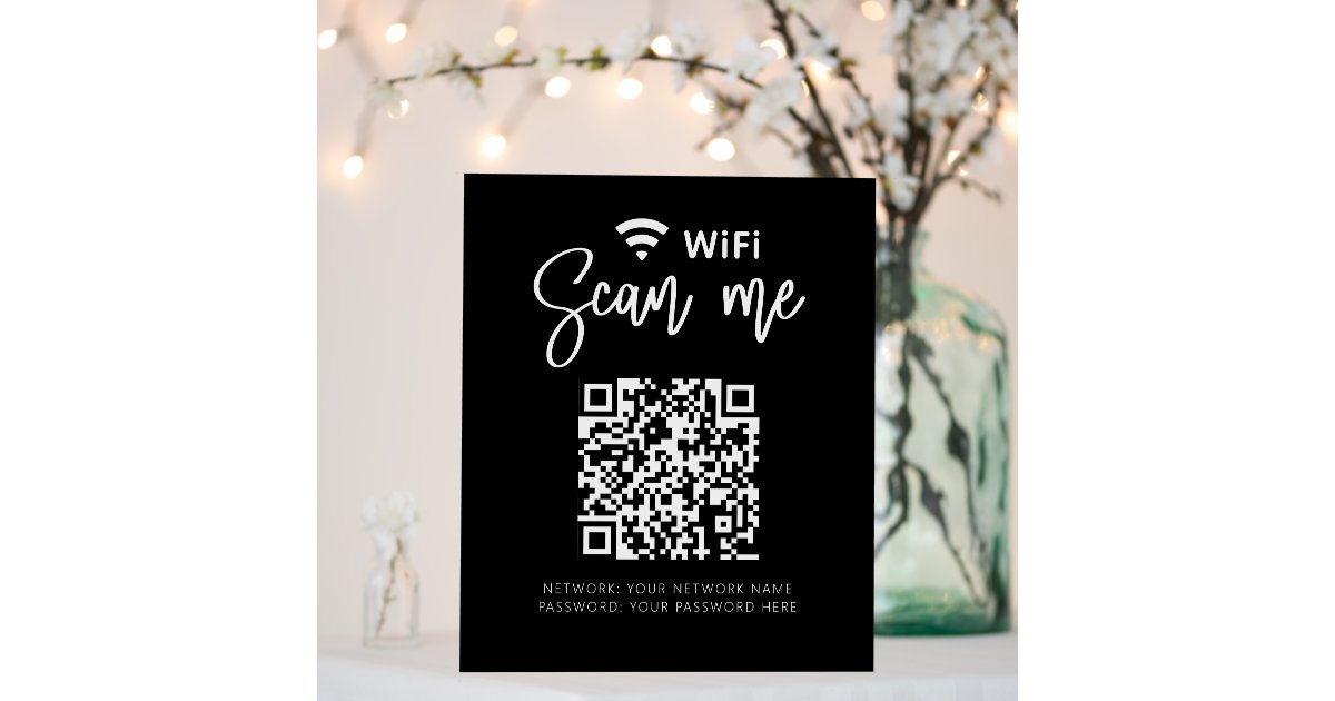 QR Code Black Modern Wifi Network Business Foam Board | Zazzle
