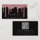 QR Code Black Rose Gold Sparkle Glitter Drips Business Card | Zazzle