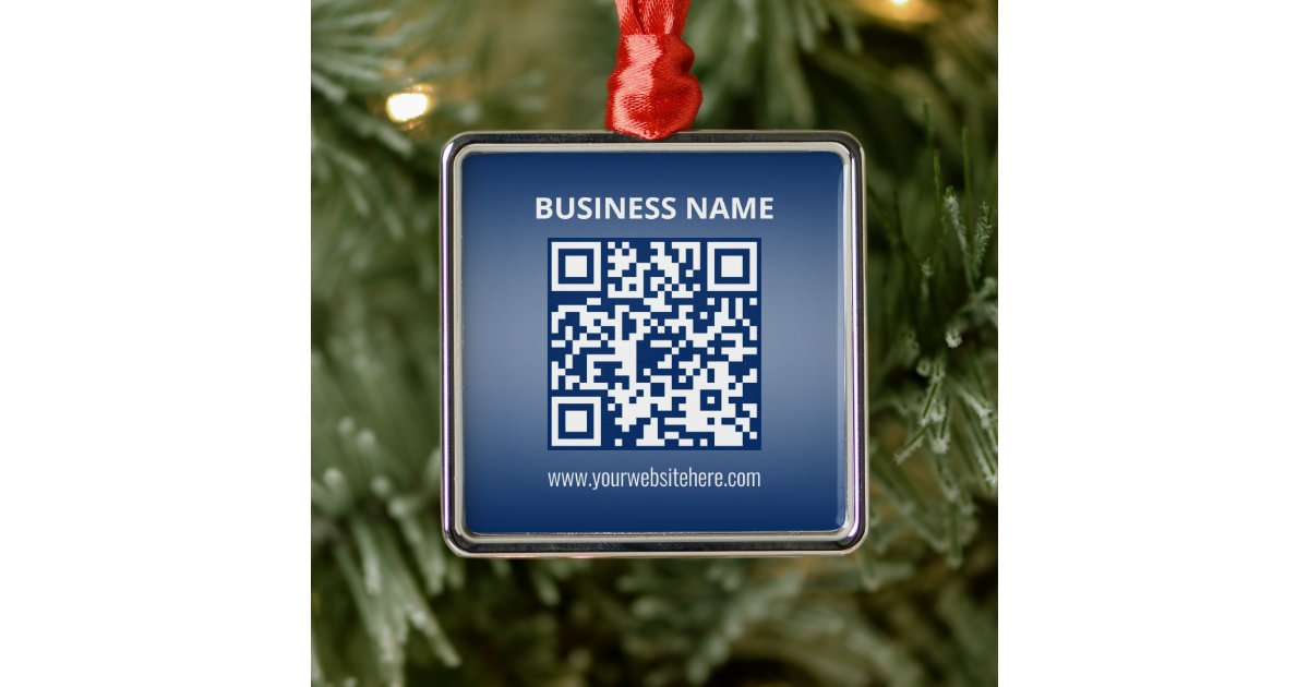 QR Code | Blue (or any color) Gradient Metal Ornament | Zazzle