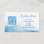 QR Code Blue Watercolor Background Business Card | Zazzle
