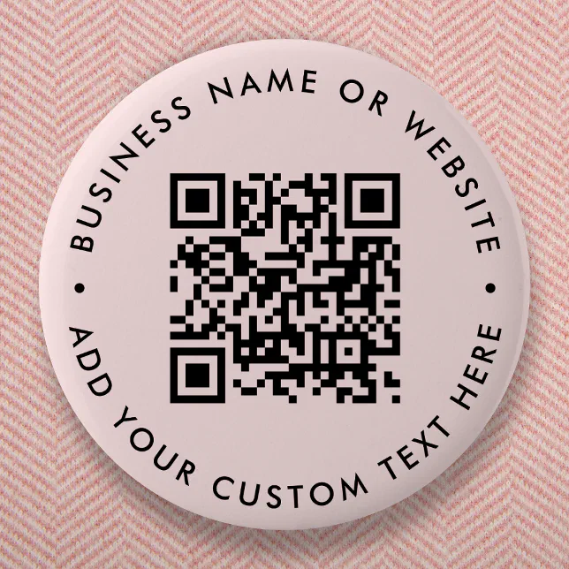 QR Code | Blush Pink Minimalist Modern Round Button | Zazzle
