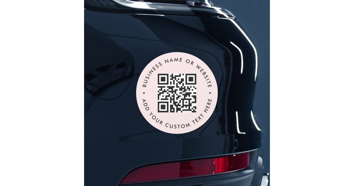QR Code | Blush Pink Modern Round Bumper Car Magnet | Zazzle