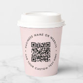 QR Code | Blush Pink Promotional Business Paper Cups | Zazzle