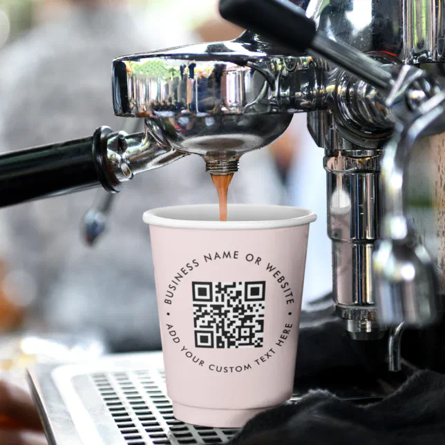 QR Code | Blush Pink Promotional Business Paper Cups | Zazzle