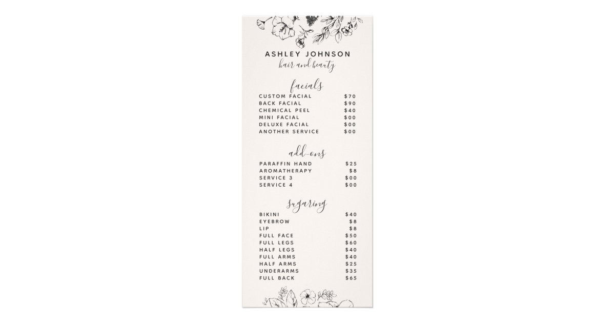 QR Code Botanical Blush Spa 3 Services Menu | Zazzle