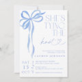 QR Code Bow She's Tying the Knot Blue Shower Invitation | Zazzle