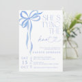 QR Code Bow She's Tying the Knot Blue Shower Invitation | Zazzle