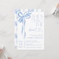 QR Code Bow She's Tying the Knot Blue Shower Invitation | Zazzle