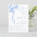 QR Code Bow She's Tying the Knot Blue Shower Invitation | Zazzle
