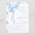 QR Code Bow She's Tying the Knot Blue Shower Invitation | Zazzle