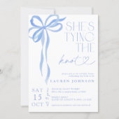QR Code Bow She's Tying the Knot Blue Shower Invitation | Zazzle