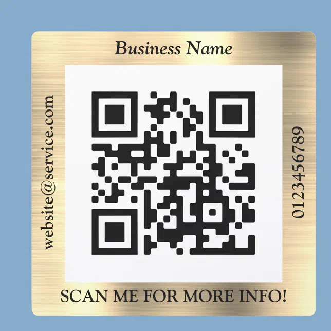 QR Code Bus. Name Website Promo, Brushed Yel. Gold Car Magnet | Zazzle