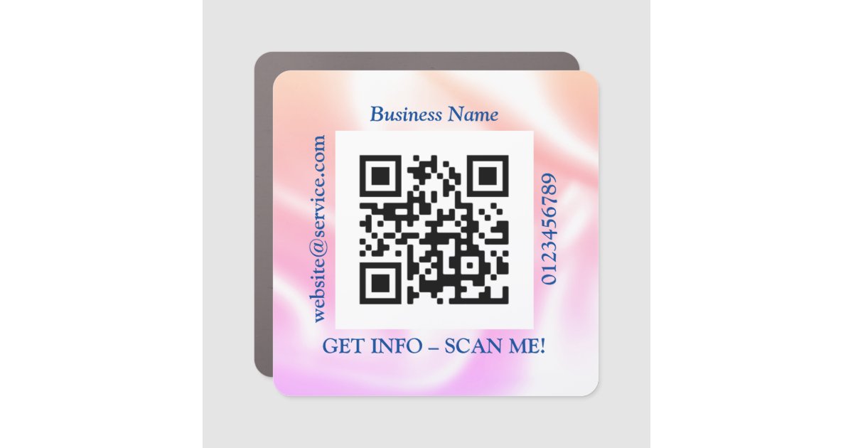 QR Code Bus. Name Website Promo, Iridescent Car Magnet | Zazzle
