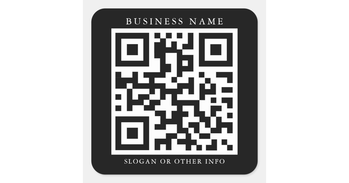 QR Code Business Black Square Sticker | Zazzle