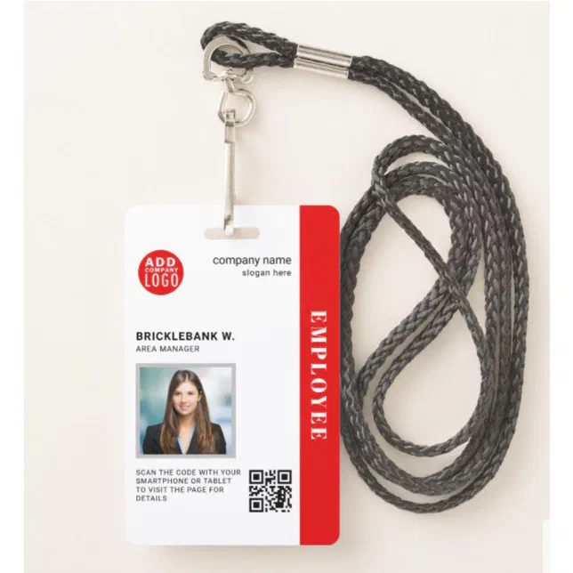 QR Code Business Employee Corporate Photo ID Badge | Zazzle