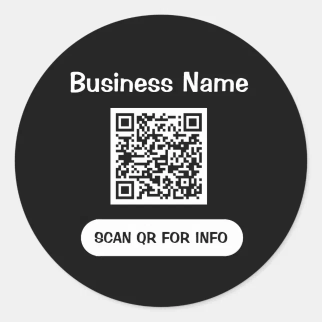 QR Code Business Inverted Black And White Elegant Classic Round Sticker ...