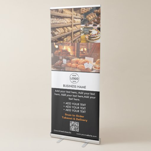 Qr code Business Logo Bakery Restaurant Cafe Photo Retractable Banner ...