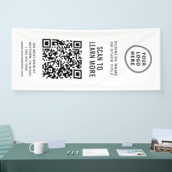 QR Code Business Logo Banner | Zazzle