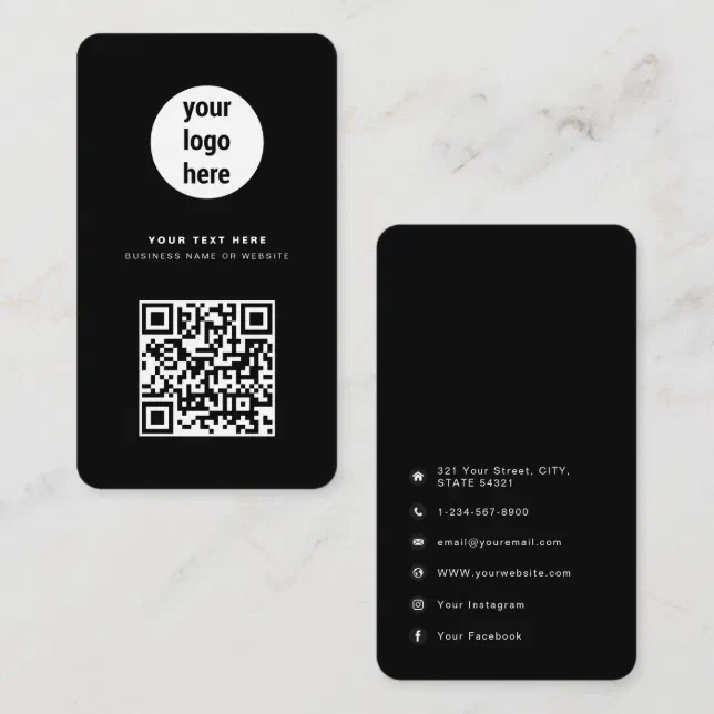 QR Code Business Logo Black Corporate Business Card | Zazzle