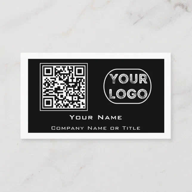 QR Code Business Logo Black Minimalist Business Card | Zazzle