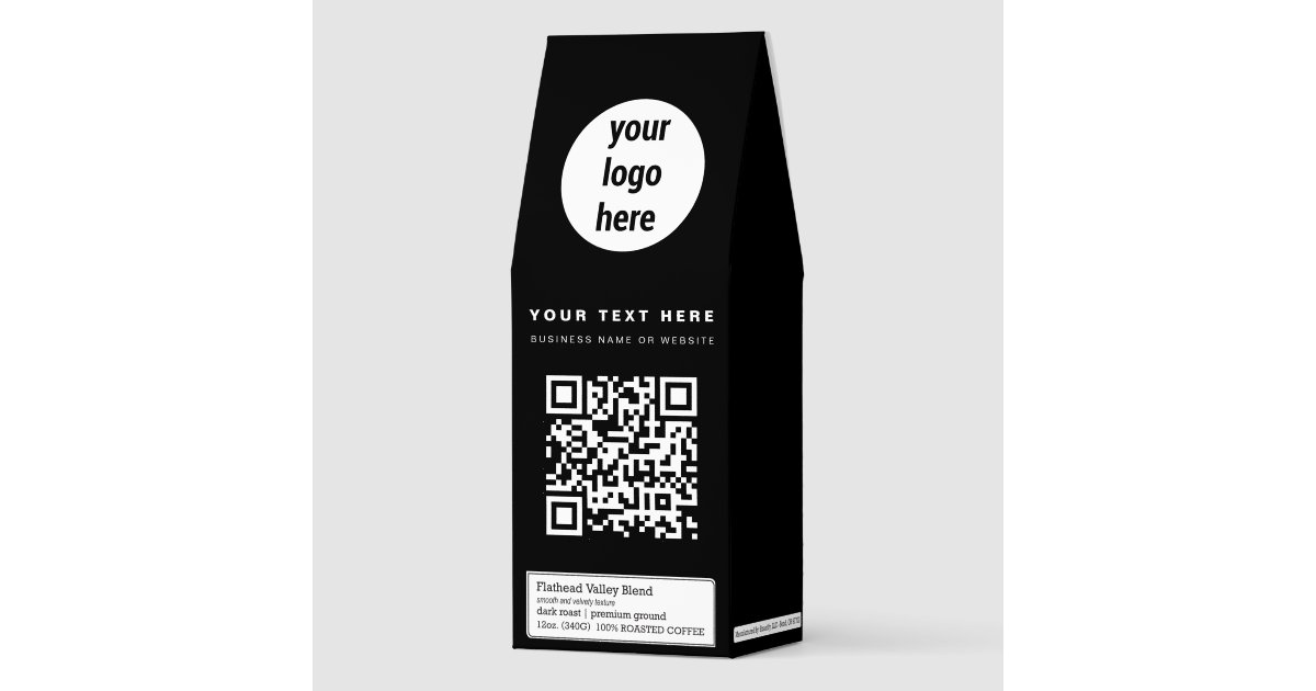 QR Code Business Logo Black Minimalist Business Roasted Coffee | Zazzle
