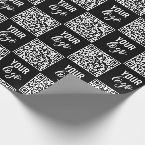QR Code Business Logo Black Minimalist Business Wrapping Paper | Zazzle
