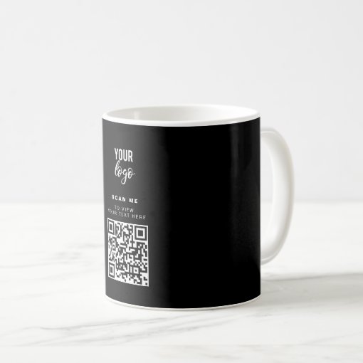 QR Code Business Logo Black Minimalist Corporate Coffee Mug | Zazzle
