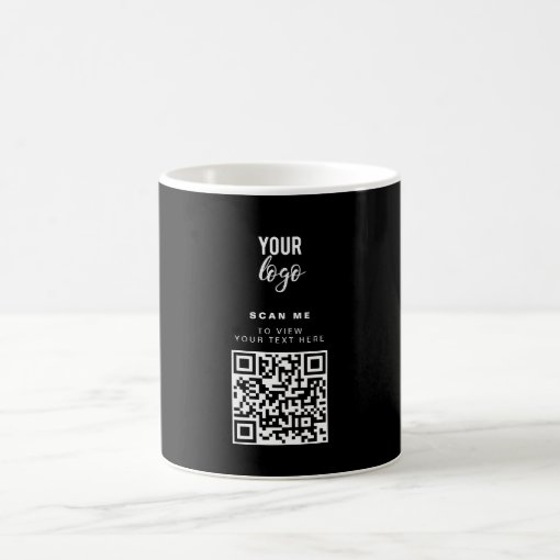 QR Code Business Logo Black Minimalist Corporate Coffee Mug | Zazzle